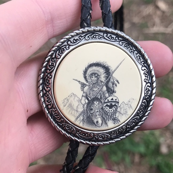 barlow | Accessories | Vintage Bolo Tie With Native American Art On ...